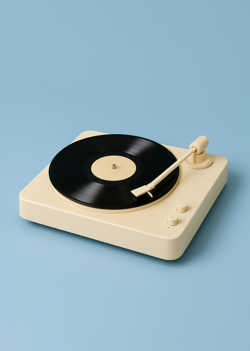 'Turntable on Blue Background - Retro Vinyl Record Player' Poster ...