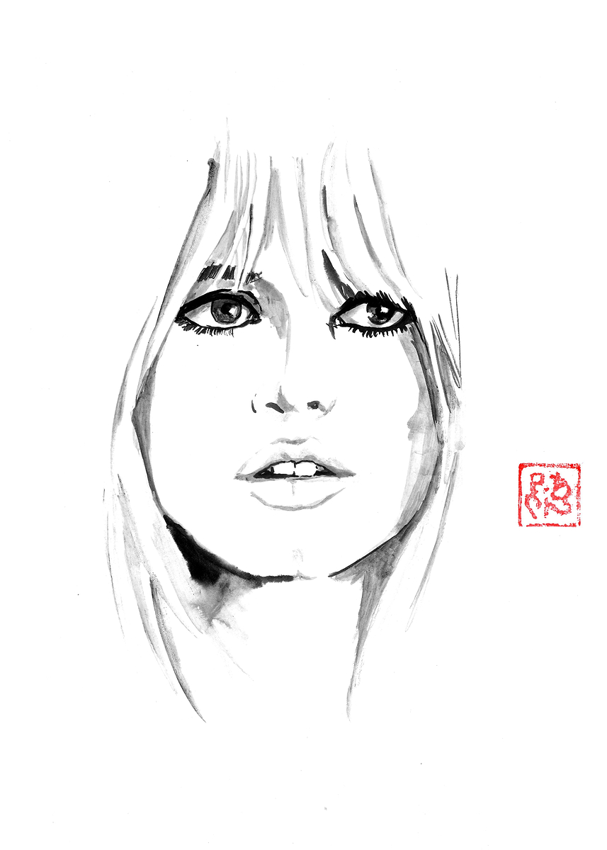 'Ink Portrait of a Woman' Poster, picture, metal print, paint by ...