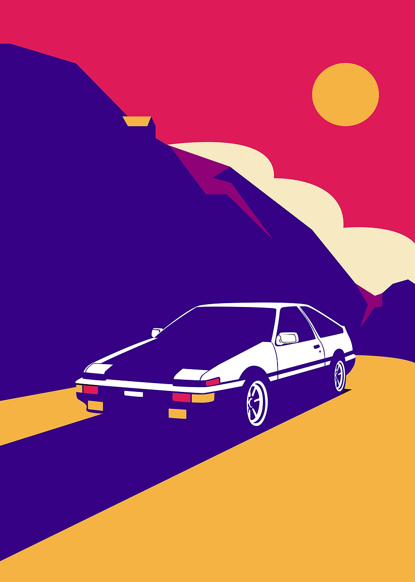 'AE86 on Mountain Road' Poster, picture, metal print, paint by AMNA ...