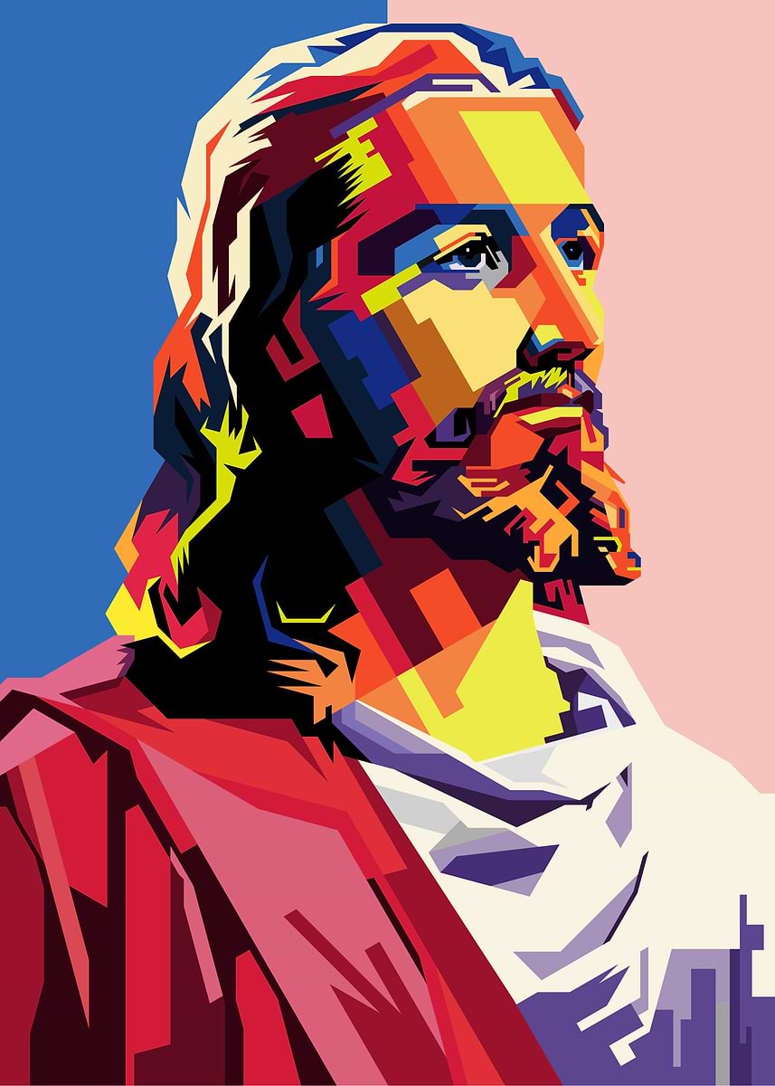 'Jesus Christ Pop Art Portrait' Poster, picture, metal print, paint by ...