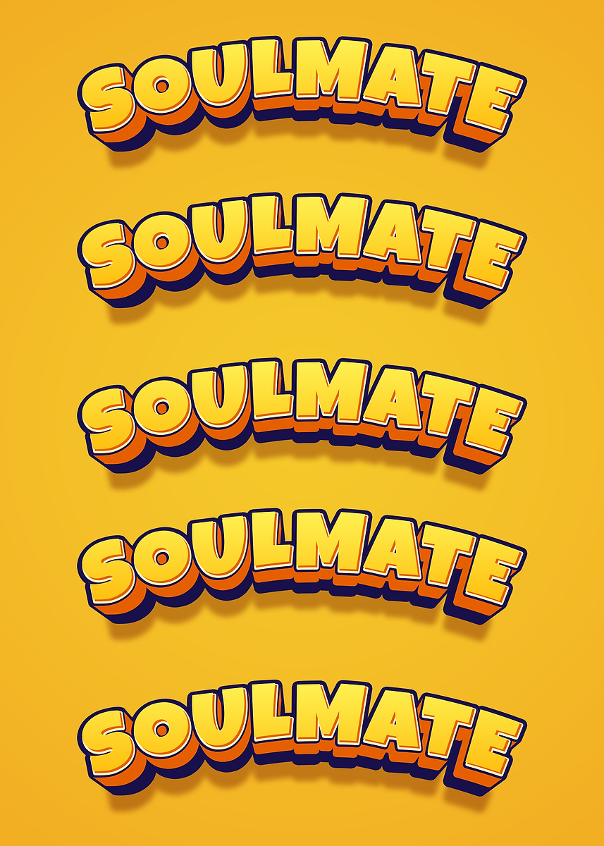 'Soulmate Text Graphic on Yellow' Poster, picture, metal print, paint ...