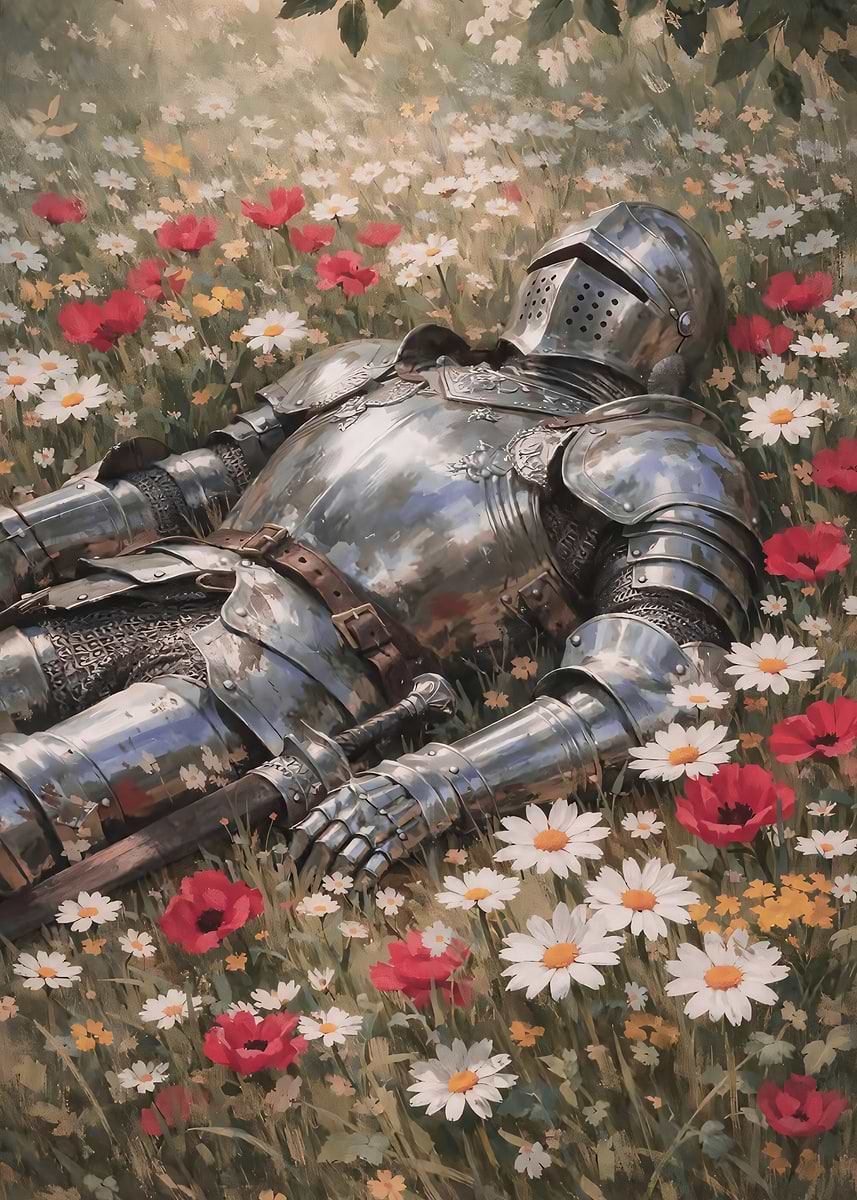 'Knight's Rest in a Field of Flowers' Poster, picture, metal print ...