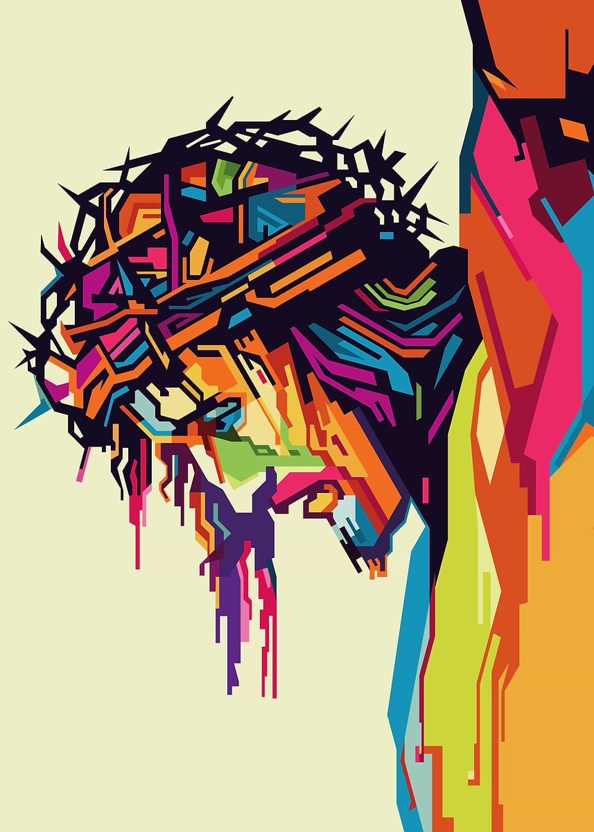 'Colorful Jesus Christ Pop Art Illustration' Poster, picture, metal ...