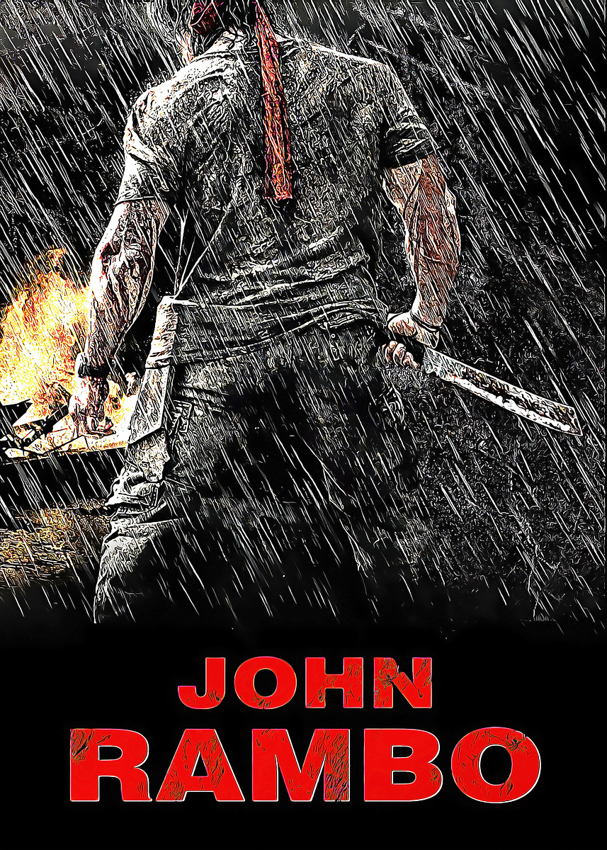 'John Rambo in the rain' Poster, picture, metal print, paint by Roger ...