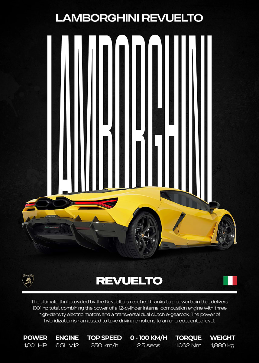 'Lamborghini Revuelto Car Poster' Poster, picture, metal print, paint ...