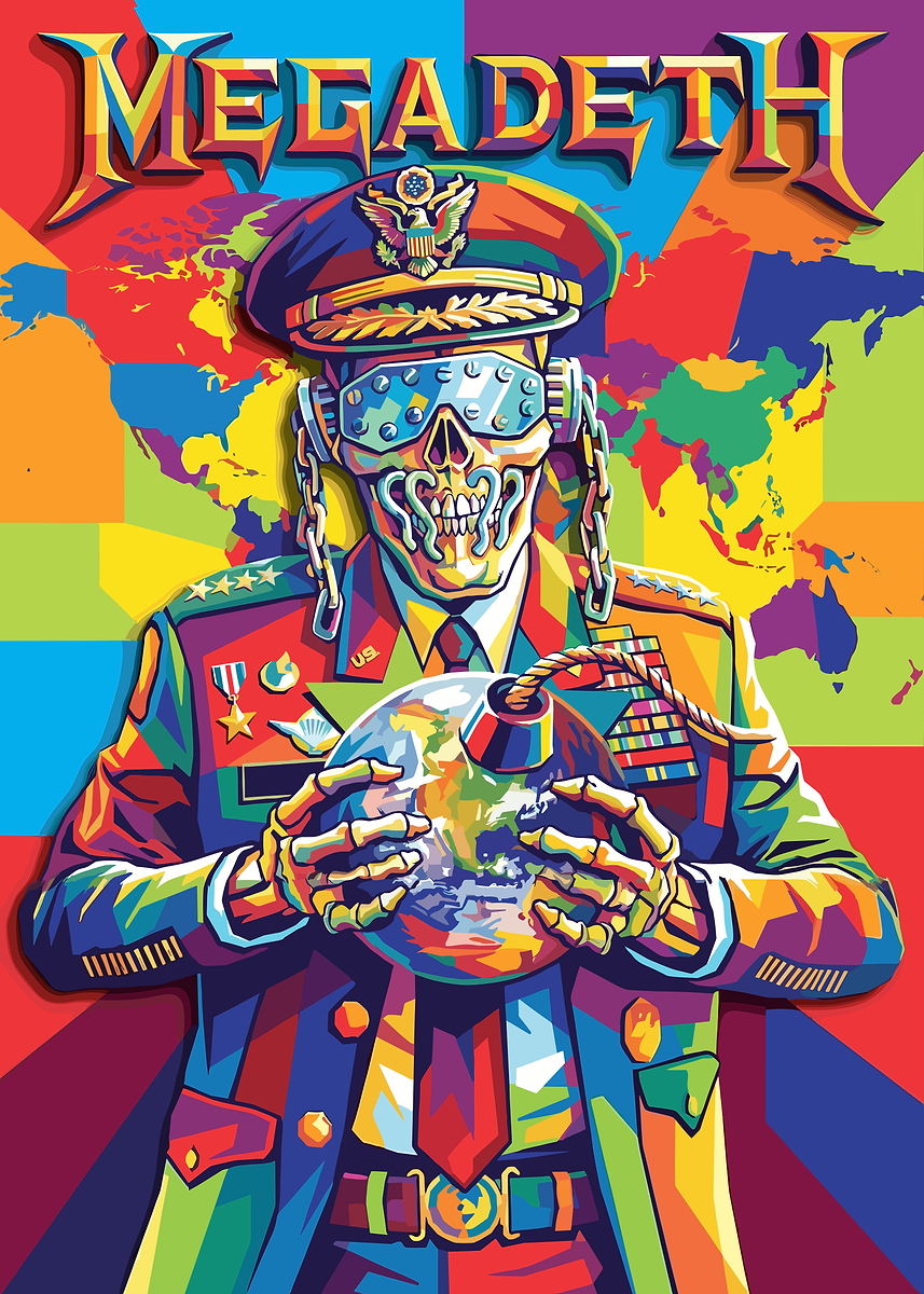 'Megadeth Skeleton General with Bomb Globe' Poster, picture, metal ...