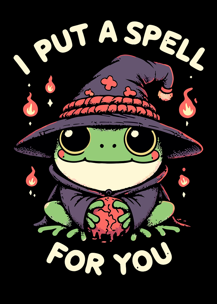 'Cute Witch Frog with Spell Orb' Poster, picture, metal print, paint by ...