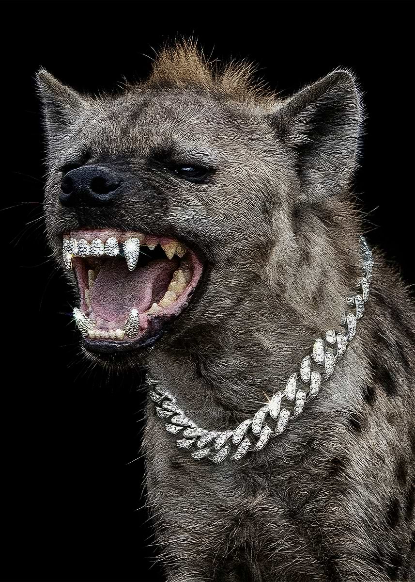 'Hyena with Diamond Grill and Chain' Poster, picture, metal print ...