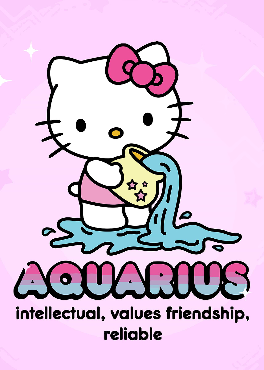 'Hello Kitty Aquarius Zodiac Art' Poster, picture, metal print, paint ...