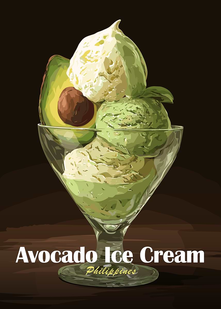 'Avocado Ice Cream Sundae' Poster, picture, metal print, paint by ...