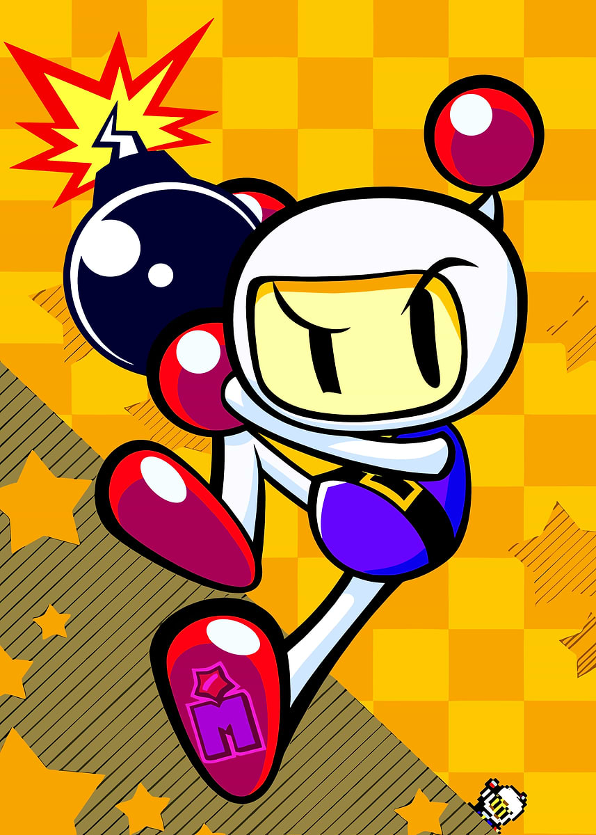 'Bomberman holding a bomb' Poster, picture, metal print, paint by ...
