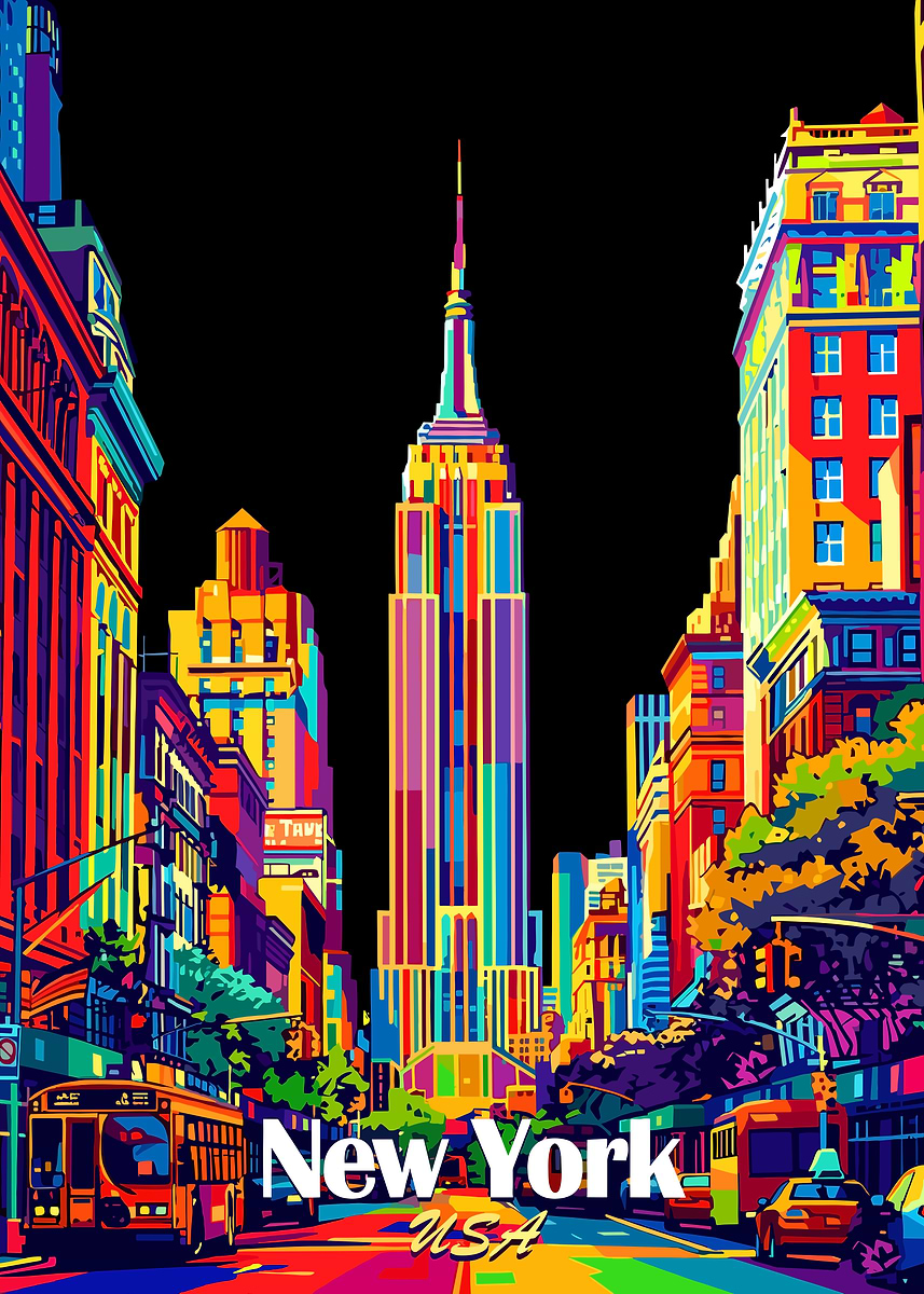 'Empire State Building Pop Art' Poster, picture, metal print, paint by ...