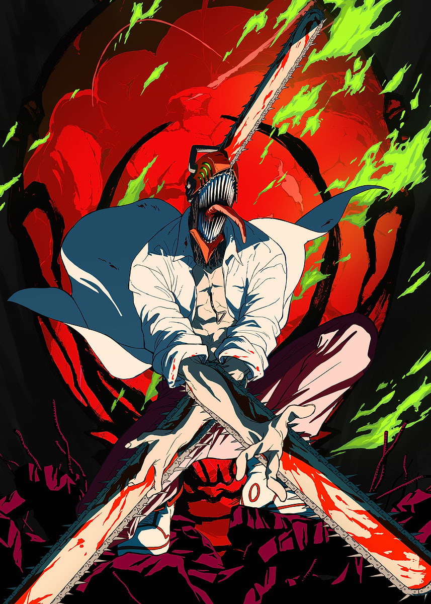 'Chainsaw Man: Neon Ripper' Poster, picture, metal print, paint by ...