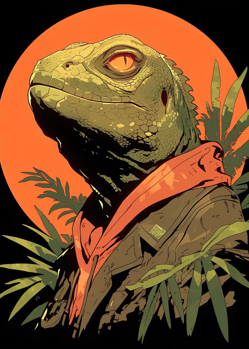'Anthropomorphic Lizard Warrior' Poster, picture, metal print, paint by ...