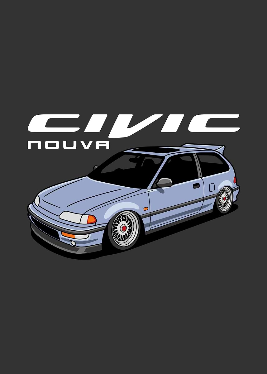 'Civic Nouva Car Illustration' Poster, picture, metal print, paint by ...