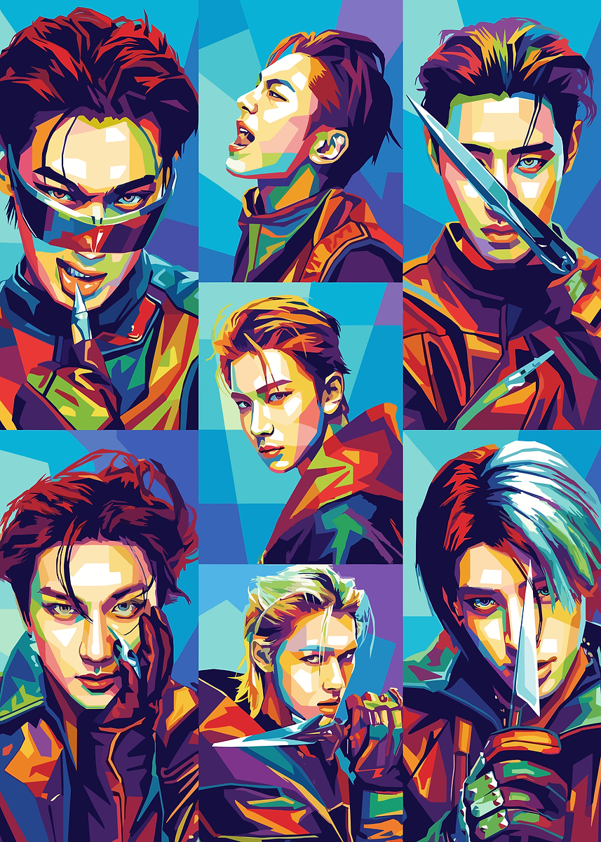 'K-Pop Idols in Pop Art Style' Poster, picture, metal print, paint by ...