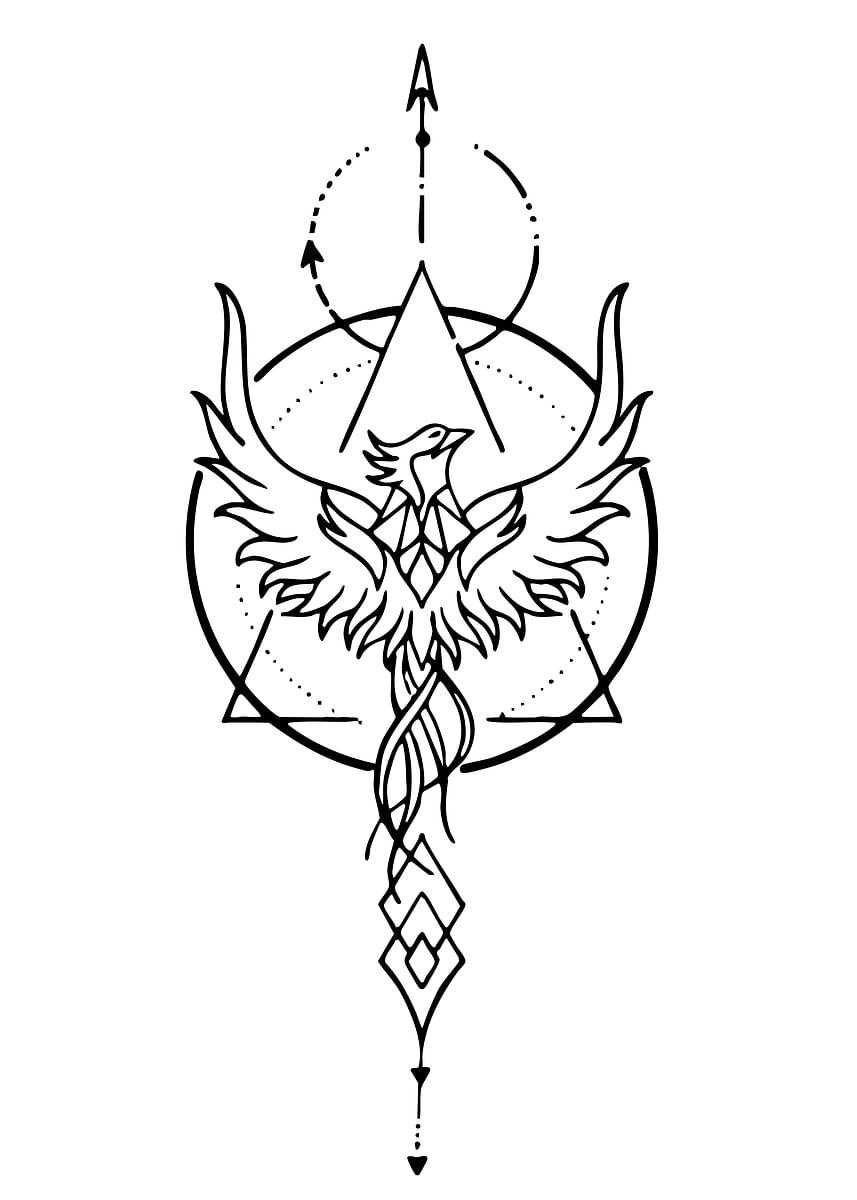 'Geometric Phoenix Tattoo Design' Poster, picture, metal print, paint ...