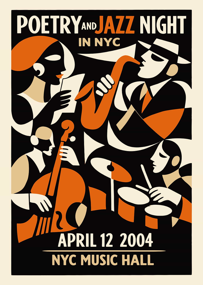 'Poetry and Jazz Night Poster' Poster, picture, metal print, paint by ...