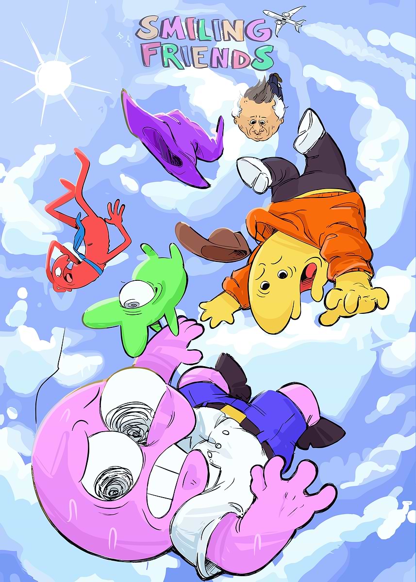 'Smiling Friends Characters Falling' Poster, picture, metal print ...