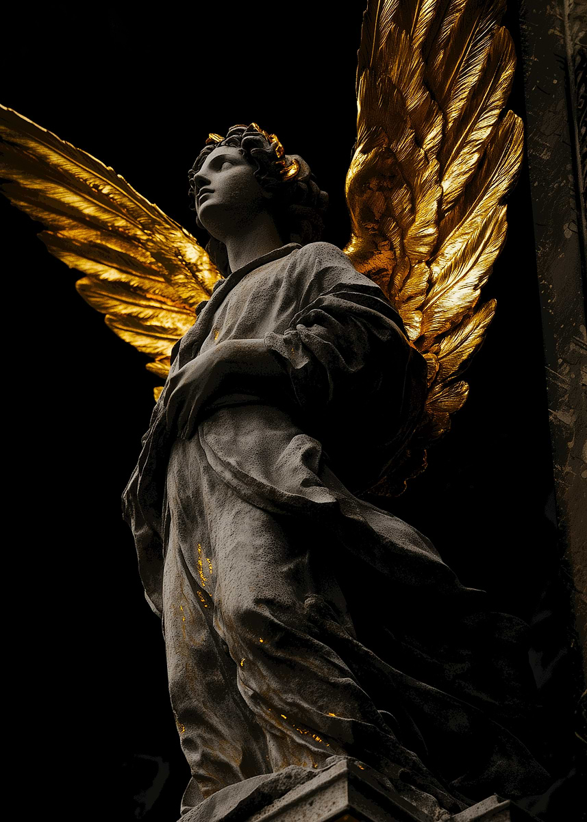 'Golden Angel Statue' Poster, picture, metal print, paint by Ericc ...