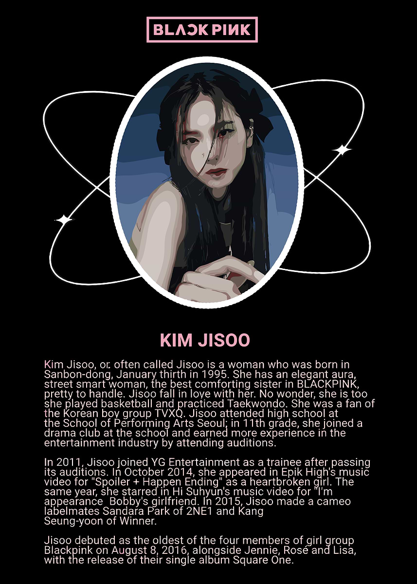 'Kim Jisoo Blackpink Portrait' Poster, picture, metal print, paint by ...