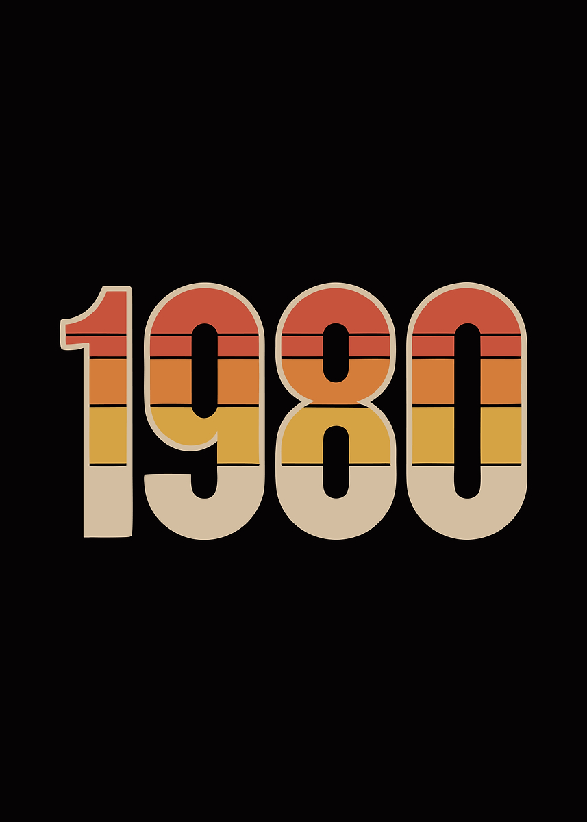 'Retro 1980s Style Year Text' Poster, picture, metal print, paint by ...