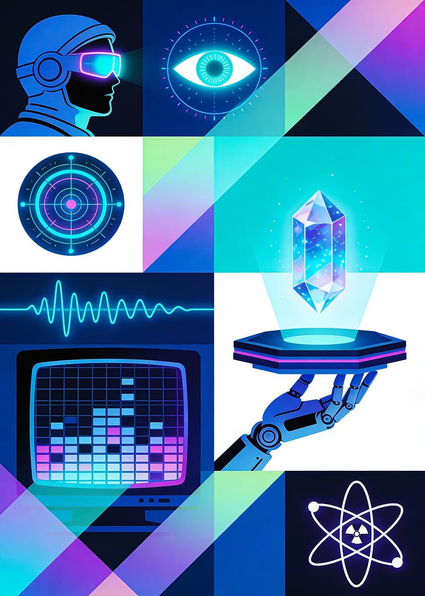 'Futuristic Technology and Science Collage' Poster, picture, metal ...