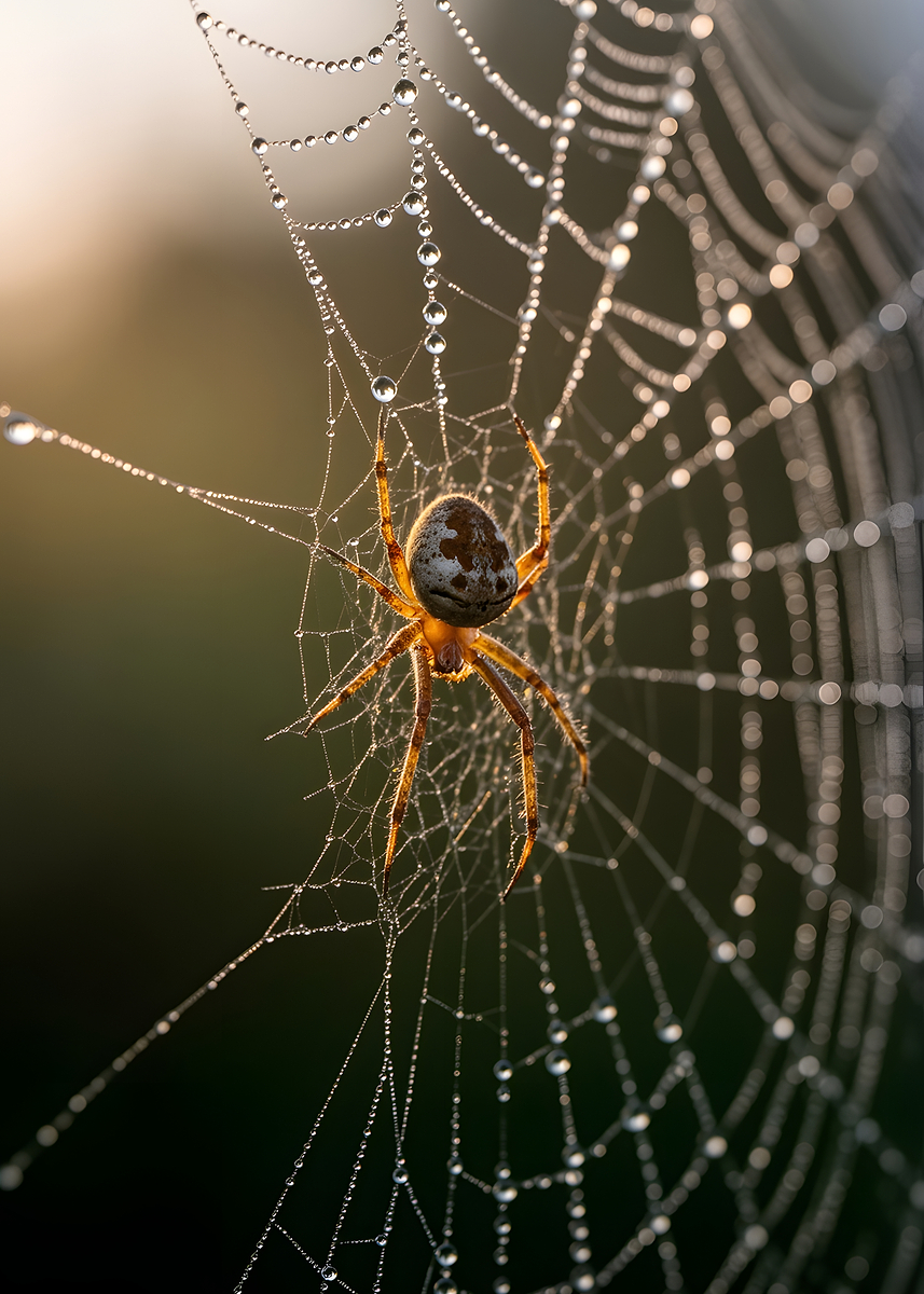 'Spider on a Dewy Web' Poster, picture, metal print, paint by ...