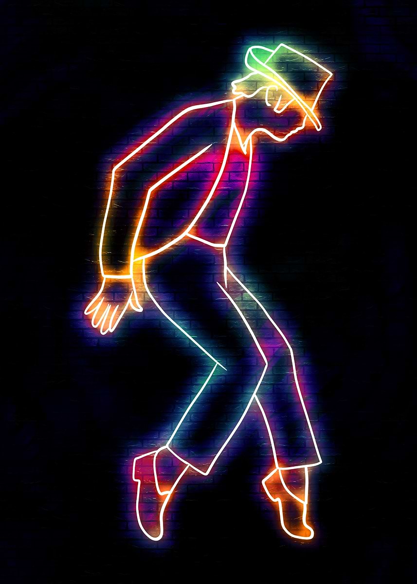 'Michael Jackson Neon Silhouette' Poster, picture, metal print, paint ...