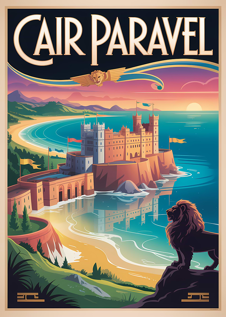 'Cair Paravel Vintage Travel Poster' Poster, picture, metal print ...