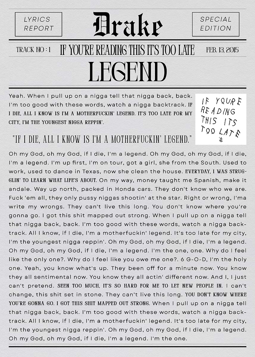 'Drake Legend Album Art' Poster, picture, metal print, paint by ha ru ...