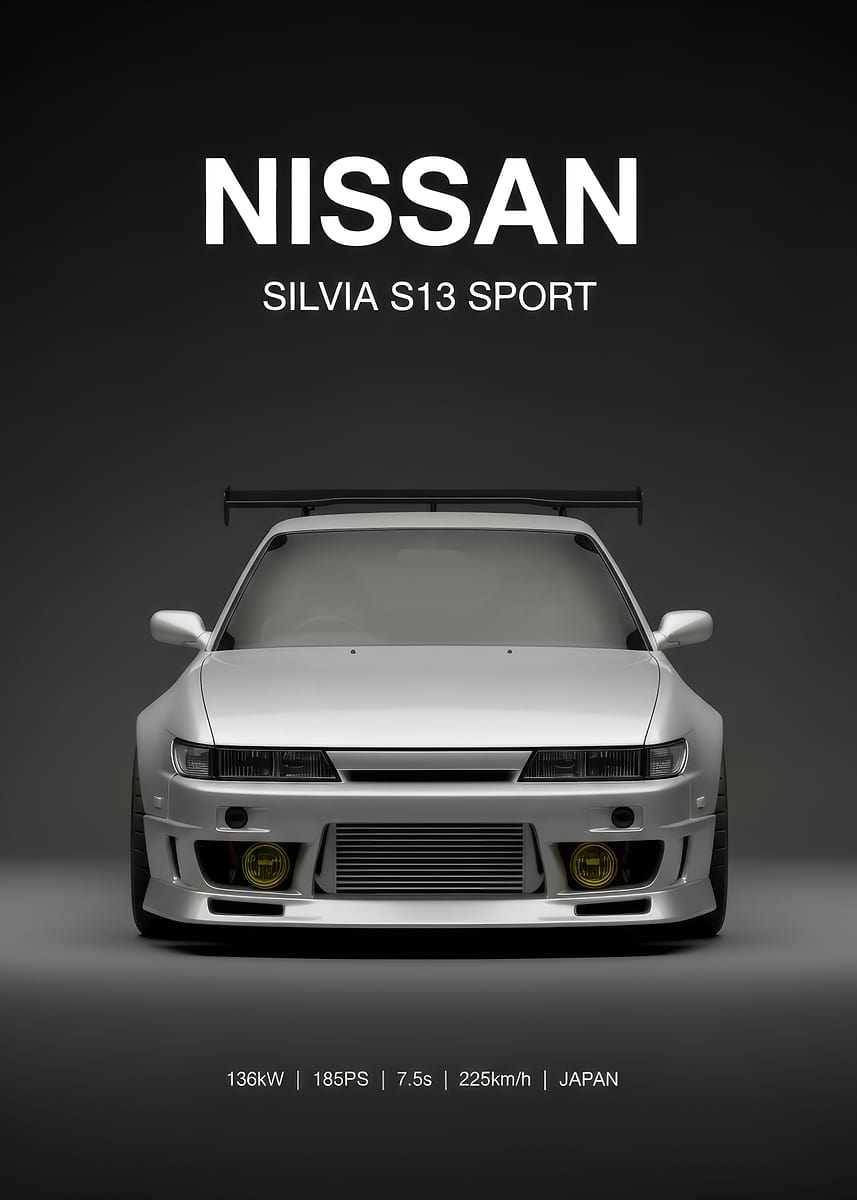 'silver Nissan Silvia S13 Sport Poster' Poster, picture, metal print ...