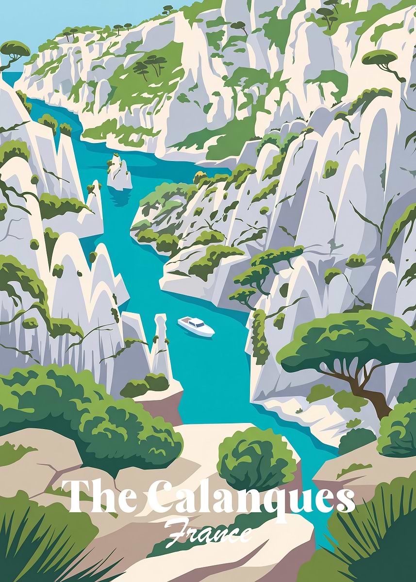 'The Calanques France' Poster, picture, metal print, paint by Artevo ...