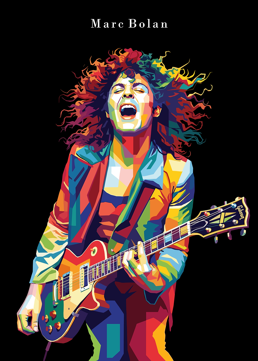 'Marc Bolan Playing Guitar' Poster, picture, metal print, paint by ...