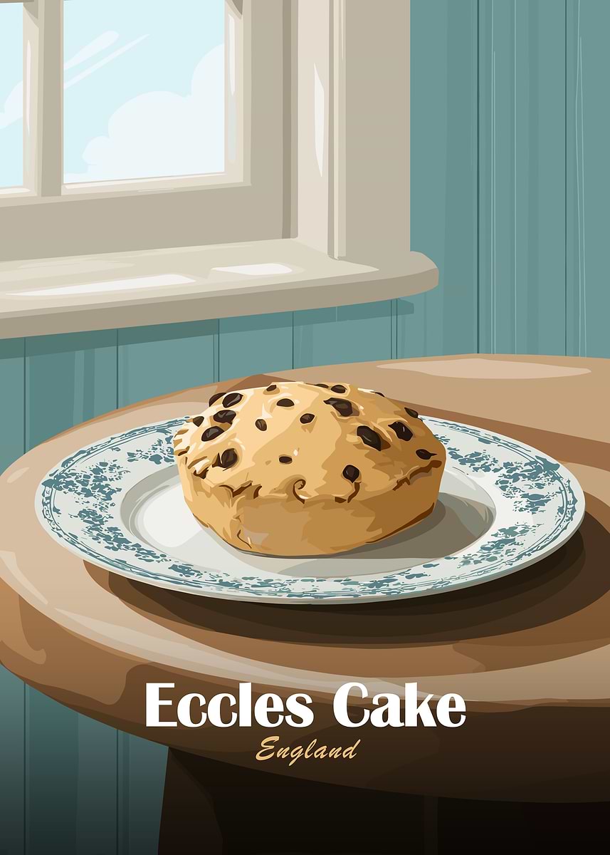 'Eccles Cake on a Plate' Poster, picture, metal print, paint by Morgan ...