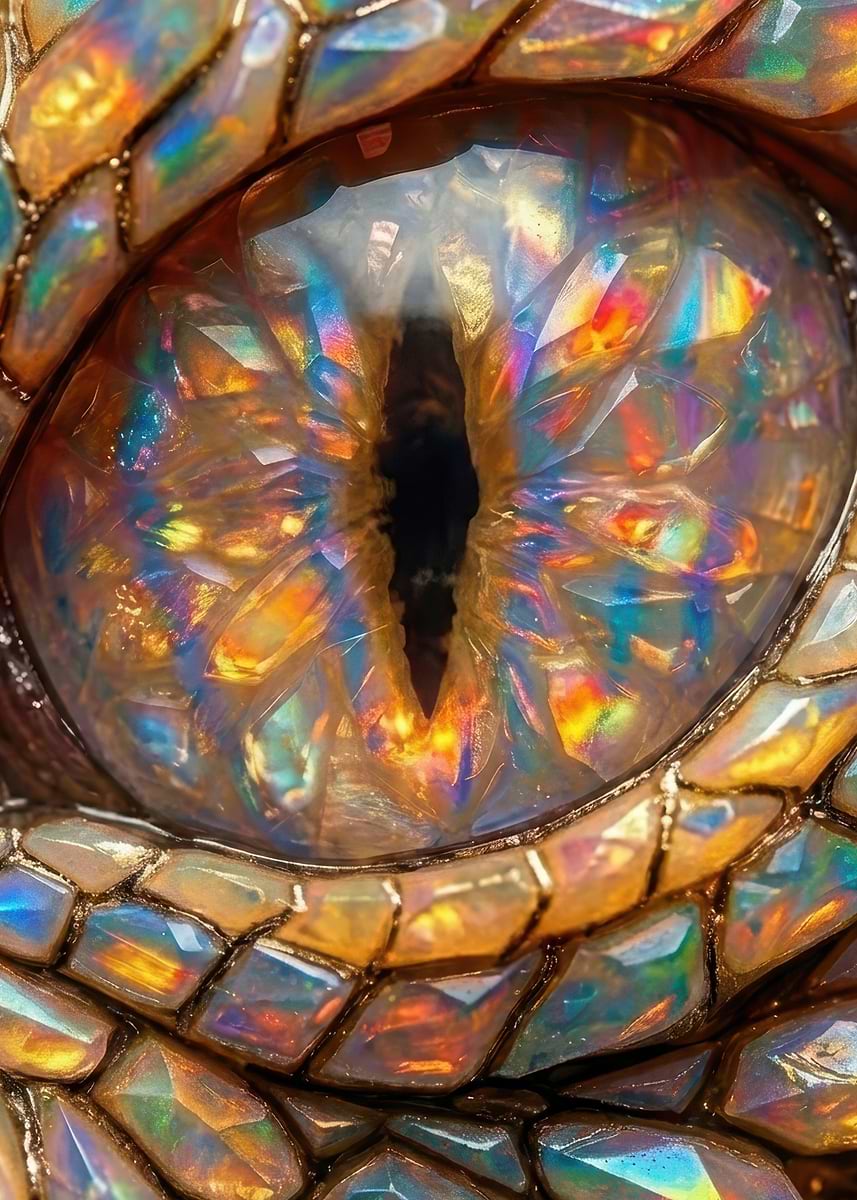 'Dragon Eye with Gemstone Scales' Poster, picture, metal print, paint ...