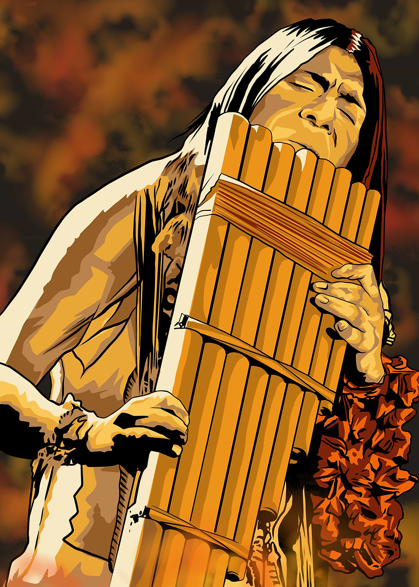 'Leo Rojas Playing Pan Flute' Poster, picture, metal print, paint by ...