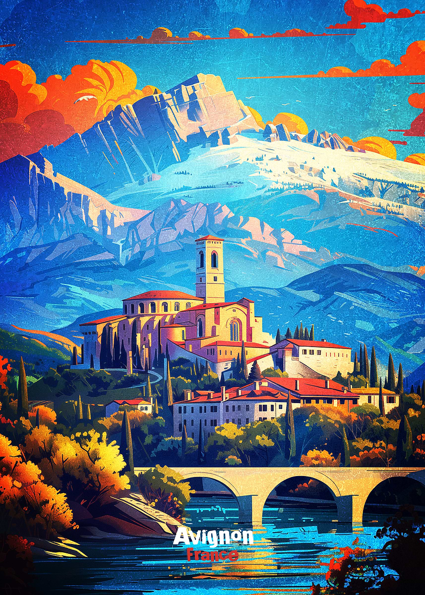'Avignon Landscape Art Poster' Poster, picture, metal print, paint by ...