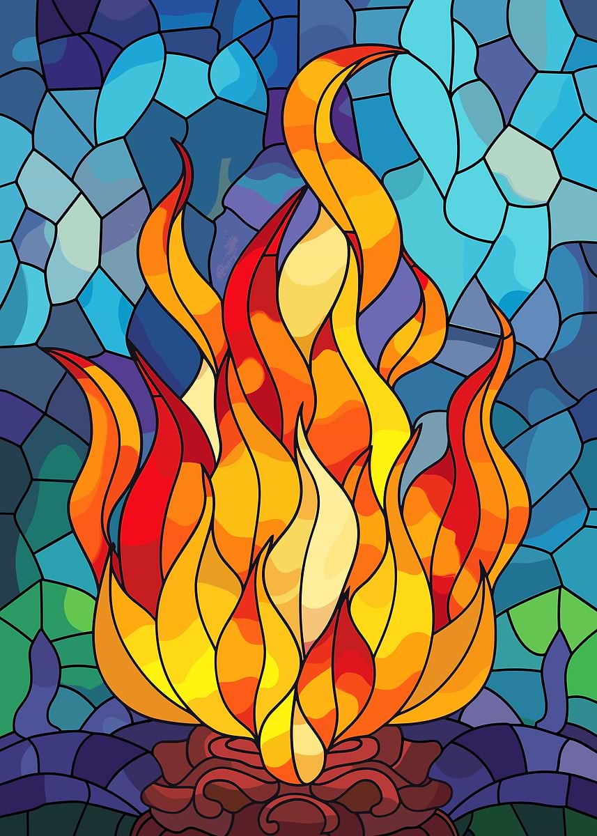 'Stained Glass Fire' Poster, picture, metal print, paint by James ...