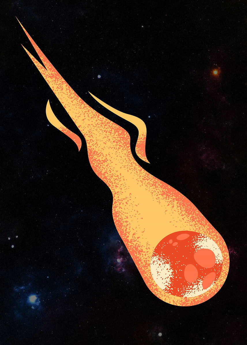 'Fiery Meteorite in Space' Poster, picture, metal print, paint by Art ...