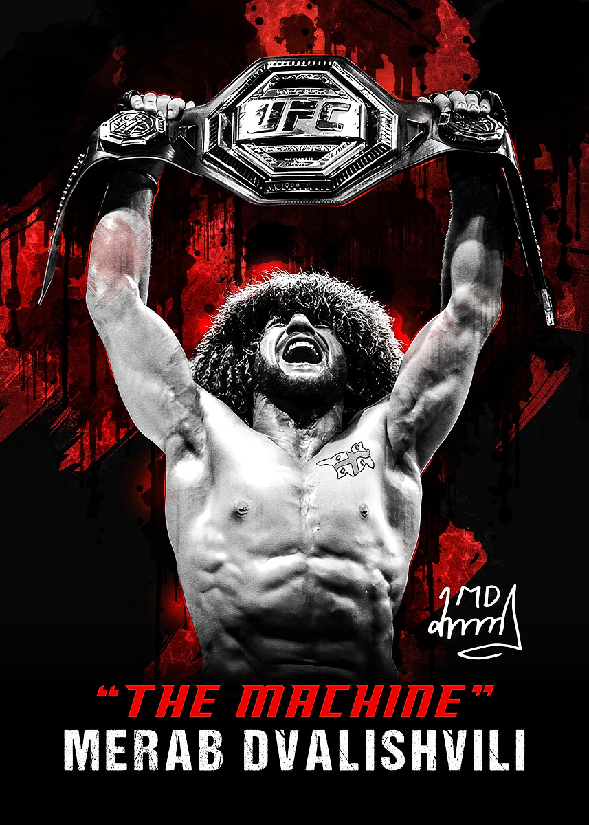 'Merab Dvalishvili UFC Champion' Poster, picture, metal print, paint by ...