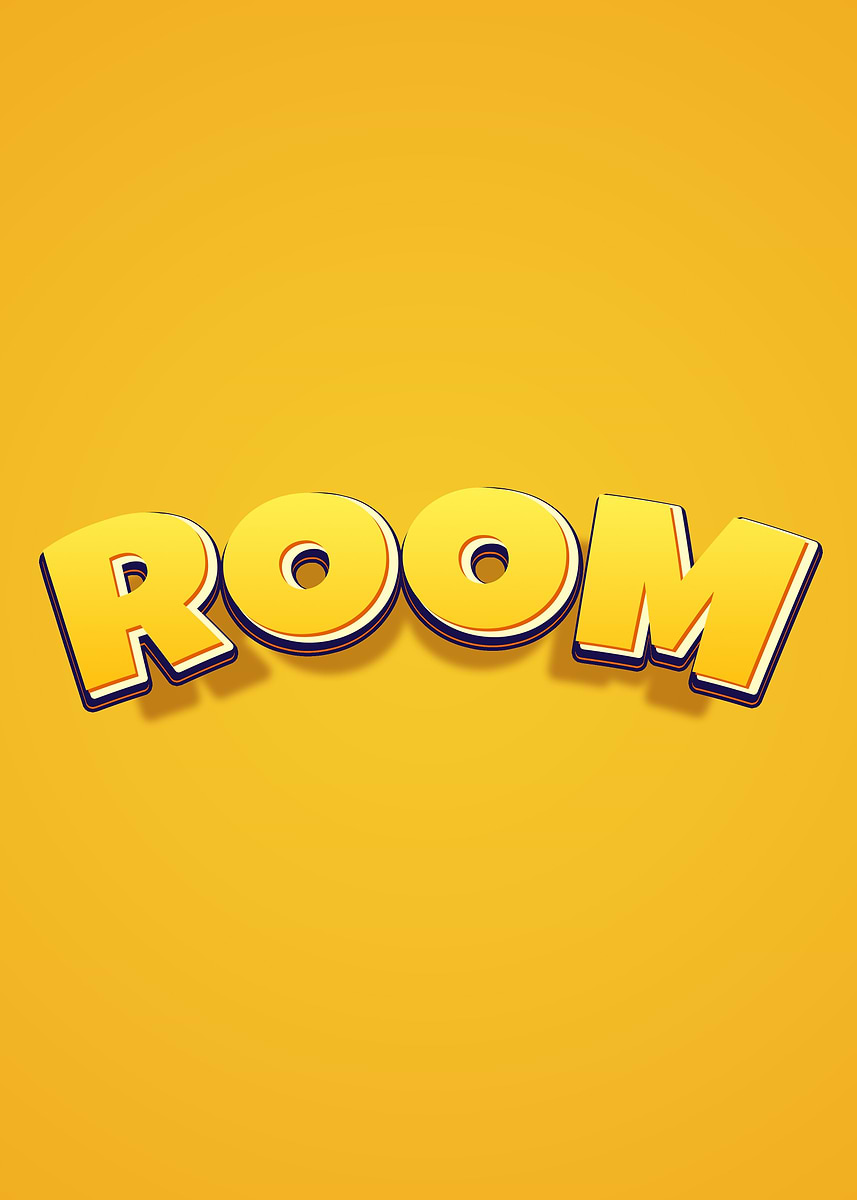 'The word ROOM in 3D text' Poster, picture, metal print, paint by Ran ...