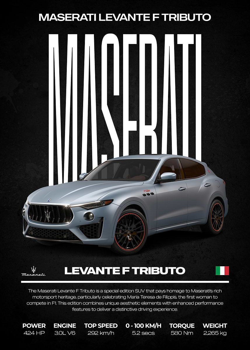 'Maserati Levante F Tributo' Poster, picture, metal print, paint by ...