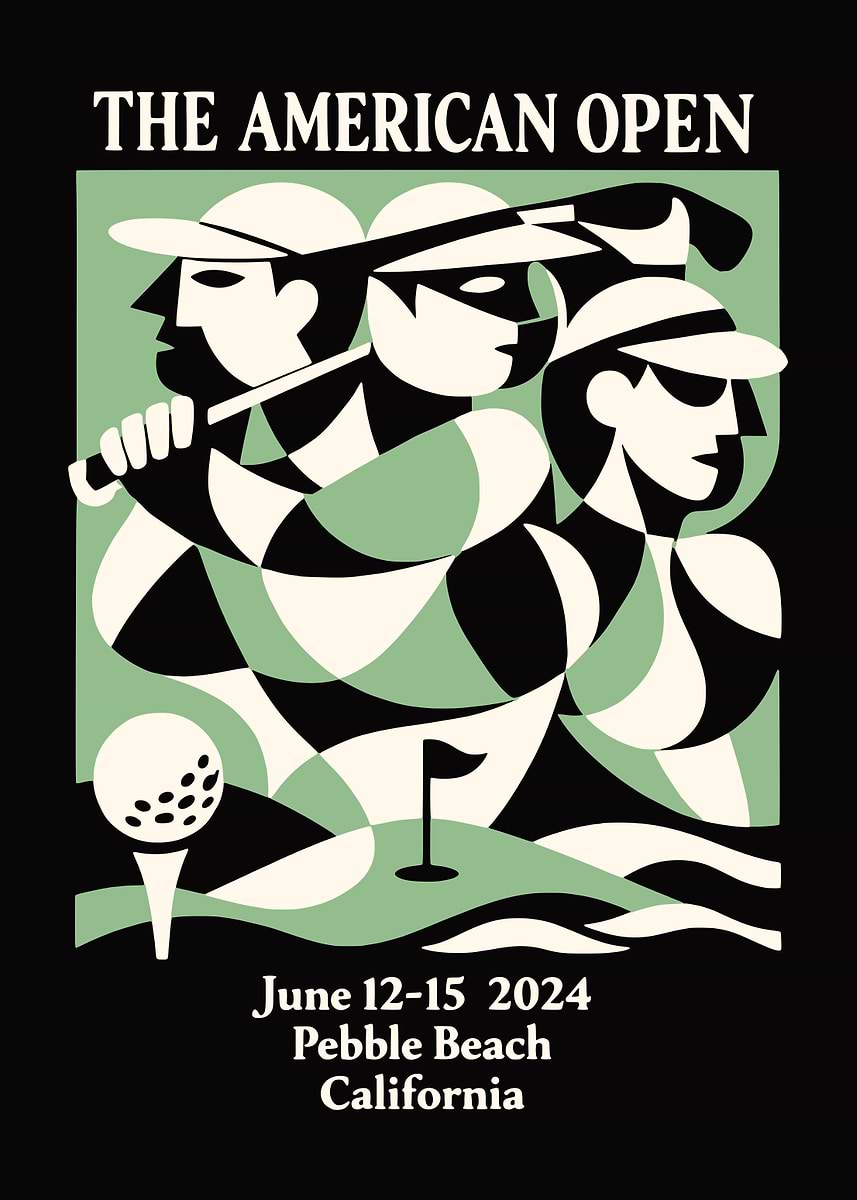 'The American Open Golf Poster' Poster, picture, metal print, paint by ...