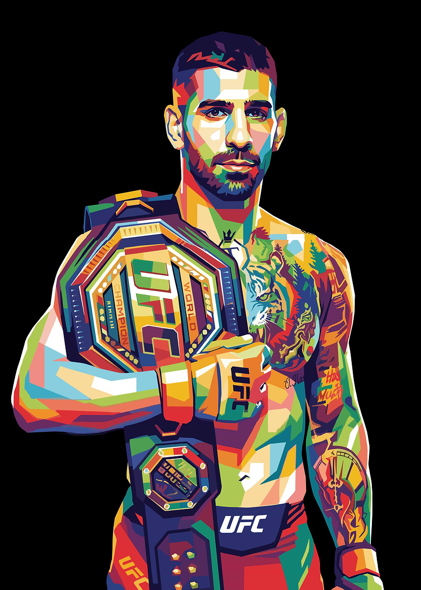 'UFC Champion with Championship Belt' Poster, picture, metal print ...