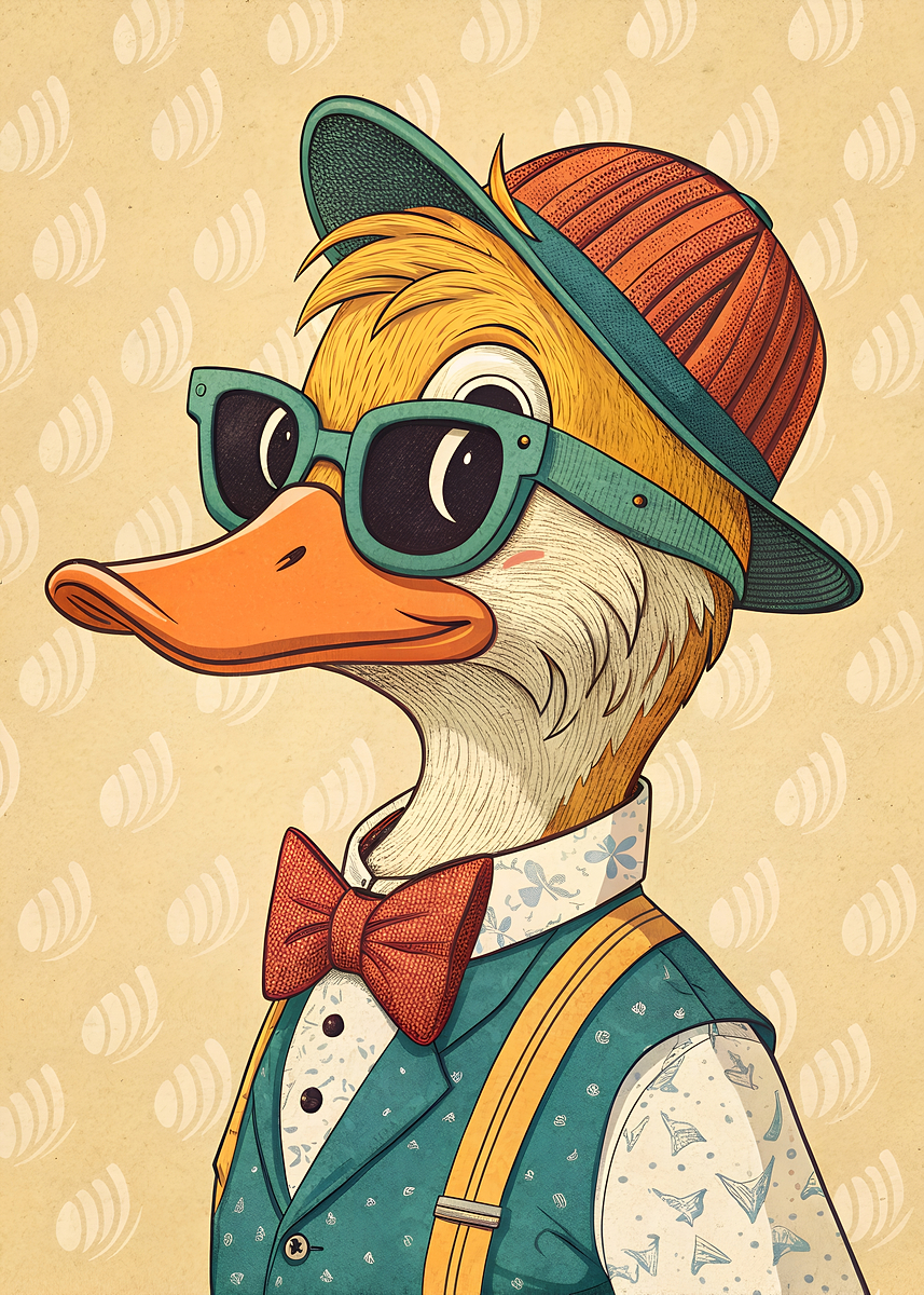 'Dapper Duck' Poster, picture, metal print, paint by Tobasiano | Displate