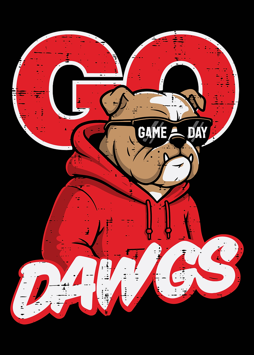 'Game Day Bulldog Poster, Go Dawgs Sports Wall Art, Energetic Football ...