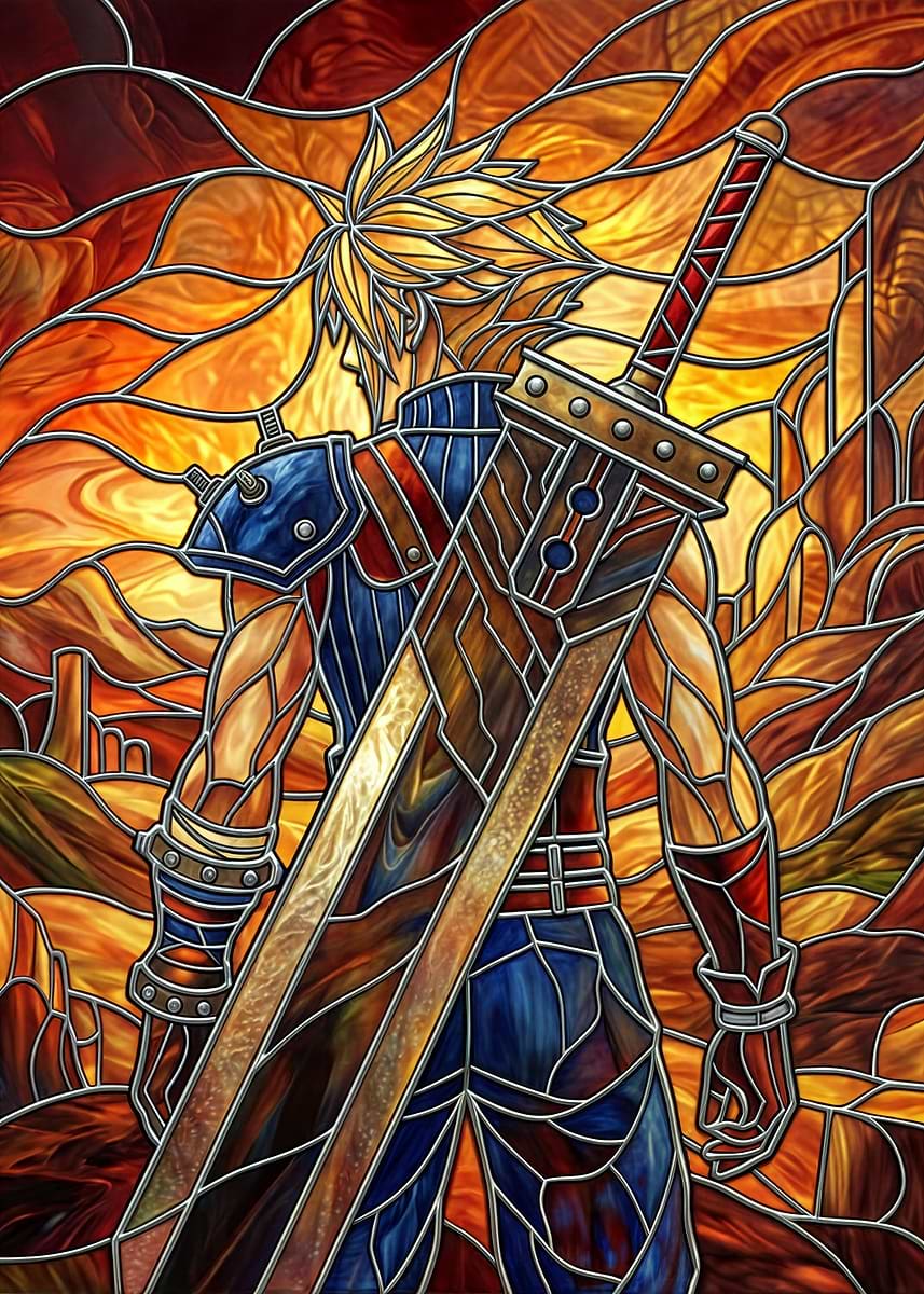 'Cloud Strife Stained Glass' Poster, picture, metal print, paint by ...
