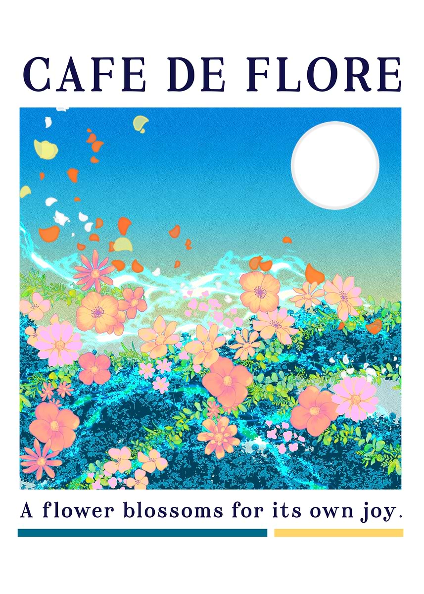 'Cafe de Flore floral art' Poster, picture, metal print, paint by Rita ...
