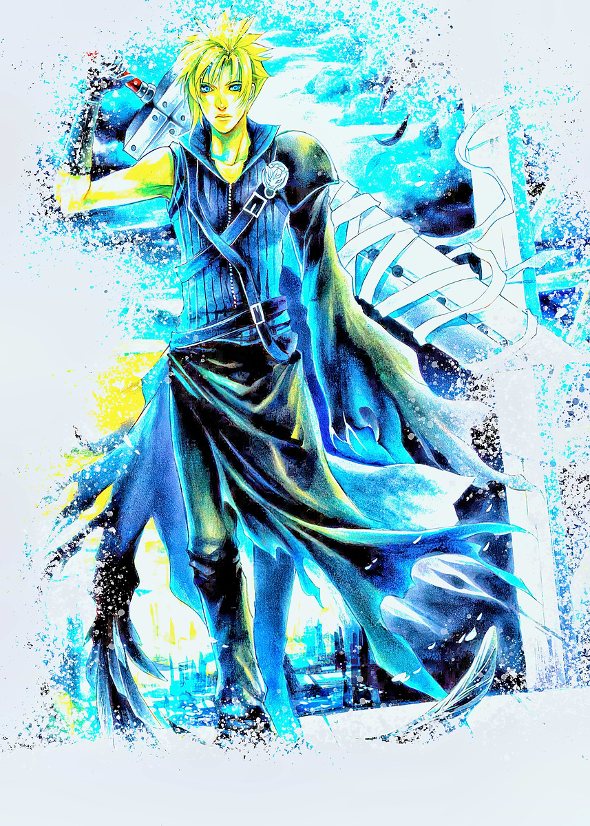 'Cloud Strife with Buster Sword' Poster, picture, metal print, paint by ...